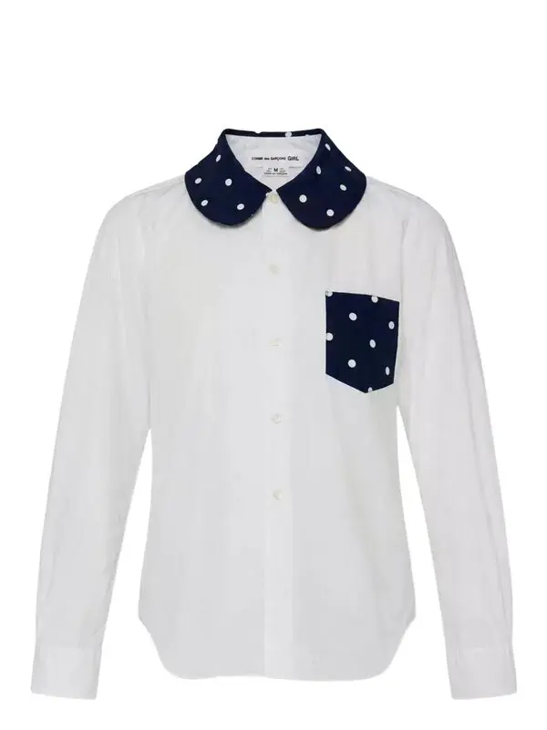 Comme Des Garçons Polka-dot Peter Pan Collar Shirt - White