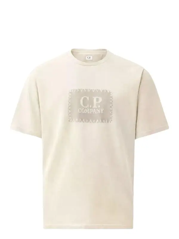 C.P. COMPANY 30/1 Jersey Short Sleeve Logo Label T-shirt - Neutrals