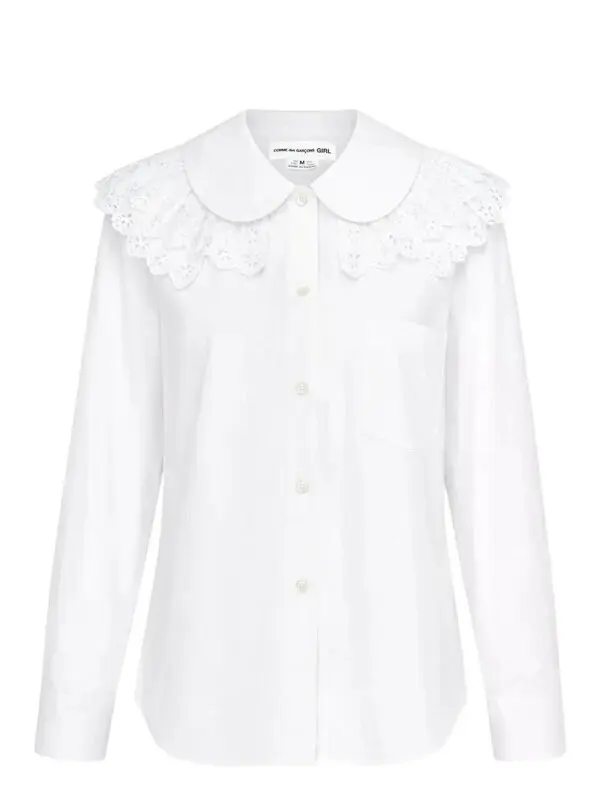 Comme Des Garçons Lace-collar Peter Pan Shirt - White