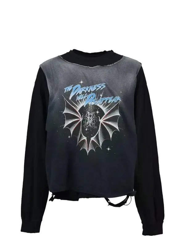KAMIYA Layered Graphic-print Sweatshirt - Black