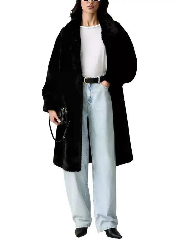 SILVIAN HEACH Faux-fur Single-breasted Coat - Black