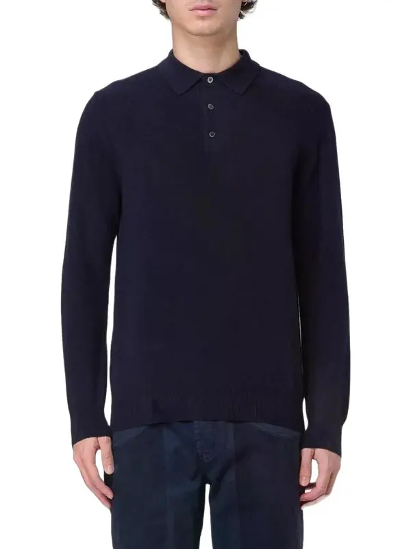 XC Knitted Long-sleeve Polo Shirt - Blue