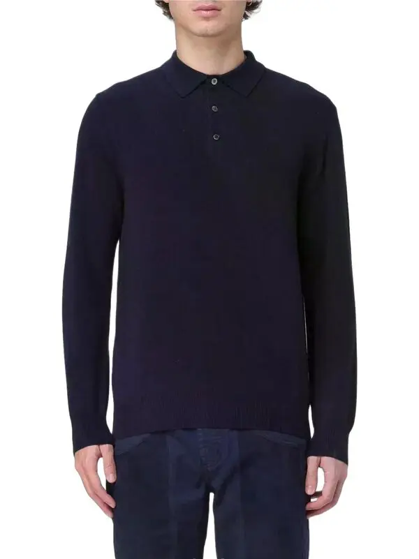 XC Knitted Long-sleeve Polo Shirt - Blue