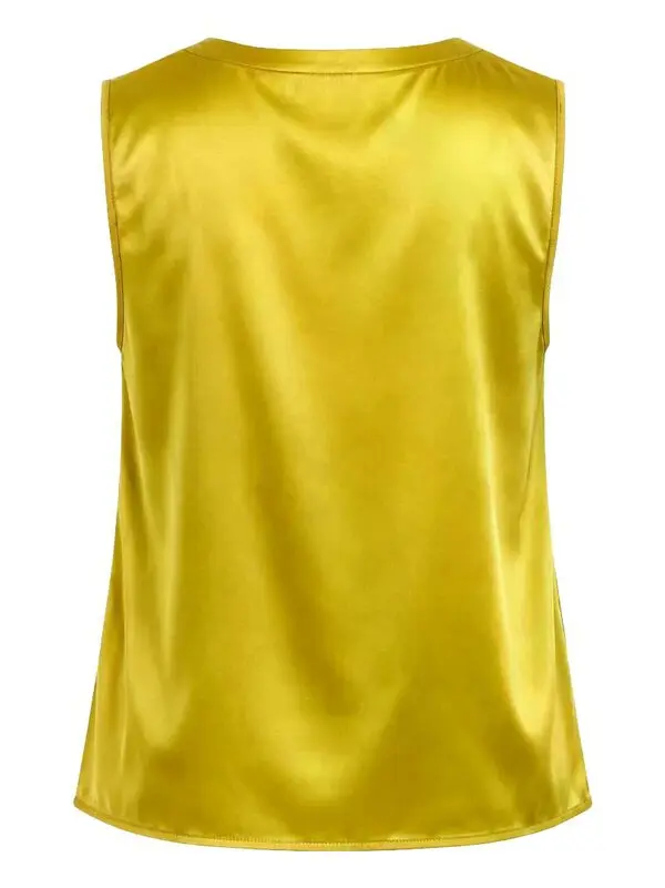 I BLUES Satin-finish V-neck Sleeveless Top - Yellow