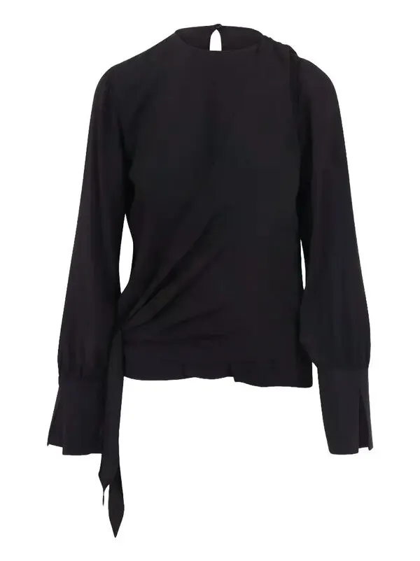 Federica Tosi Wrap-style Long-sleeve Blouse - Black