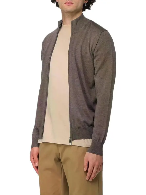 XC Merino Wool Zip-up High-neck Sweater - Brown