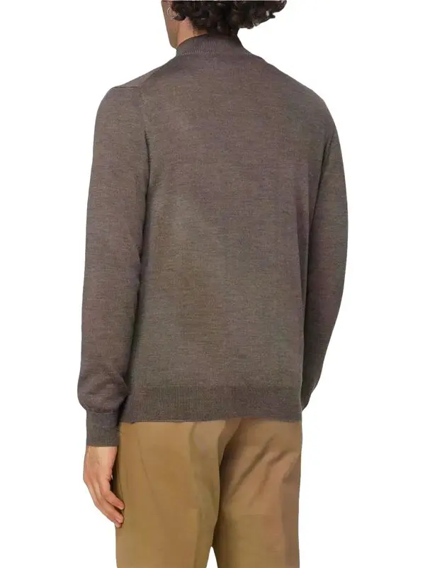 XC Zip-up High-neck Sweater - Brown