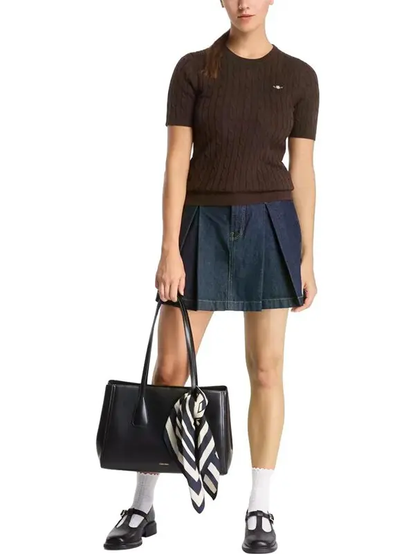 Gant Cable-knit Short-sleeve Sweater - Brown