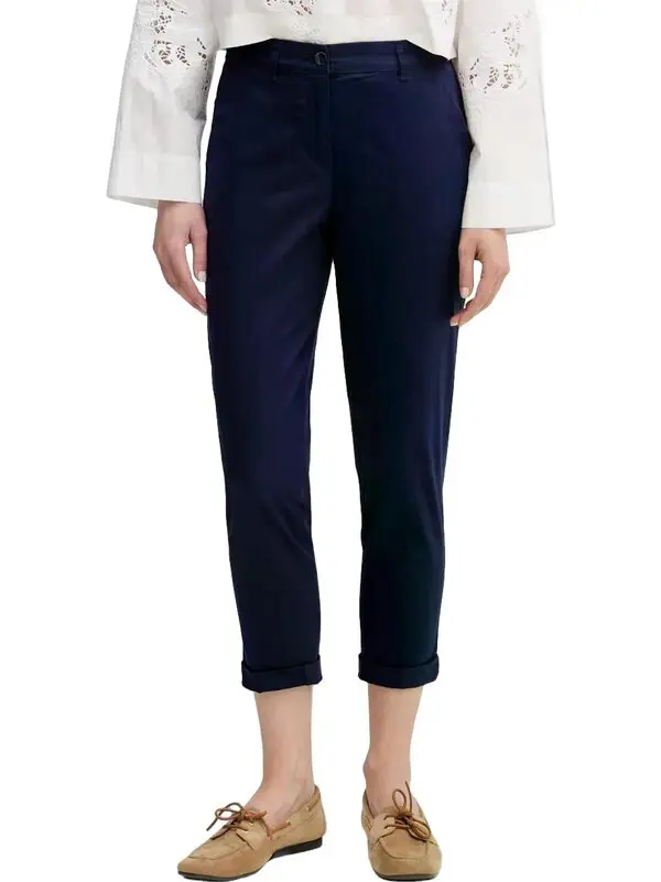 Sisley Mid-rise Cropped Trousers - Blue