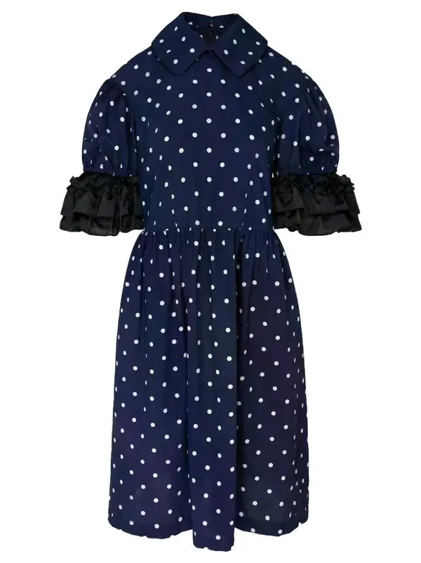Comme Des Garçons Polka-dot Ruffled Midi Dress - Blue