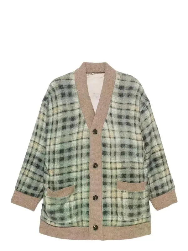 R13 Plaid Check Padded Cardigan - Green