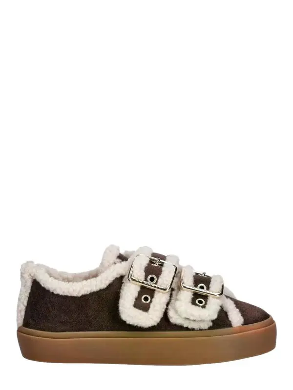 Inuikii Shearling-trim Buckle-fastening Sneakers - Brown
