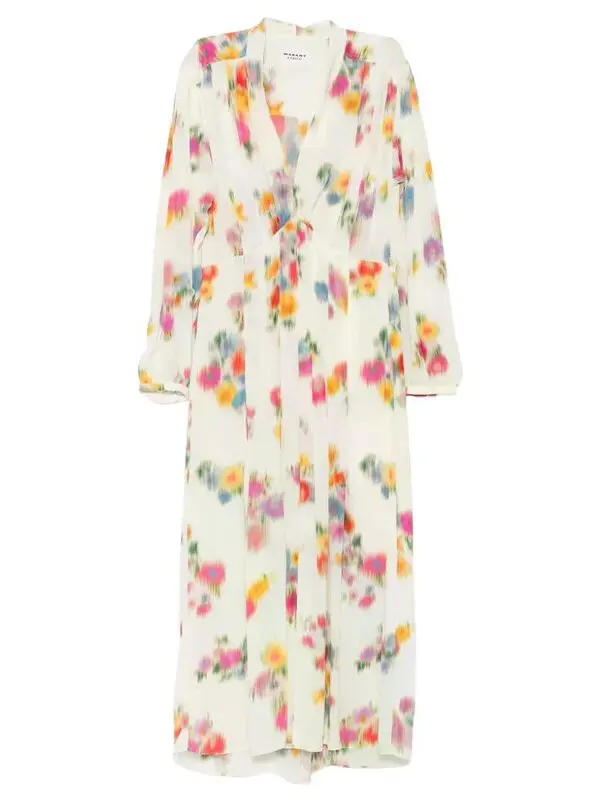 MARANT ETOILE Floral-print Pleated Maxi Dress - White