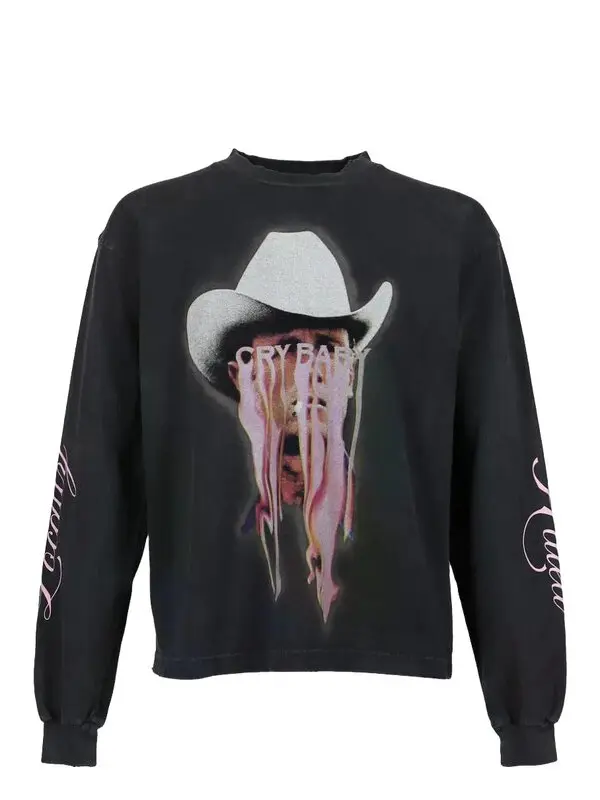 JUN/NAKAYAMA Graphic-print Washed T-shirt - Black