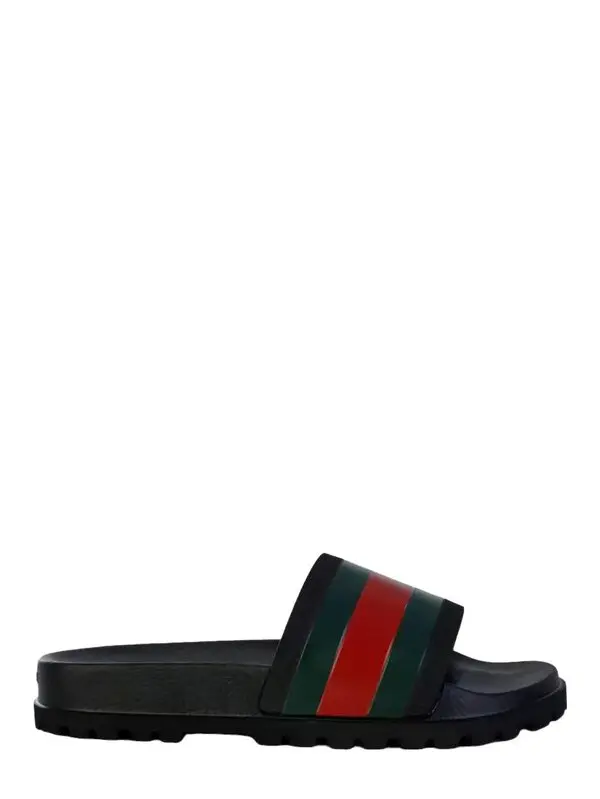 Gucci Slide Sandals With Web - Black