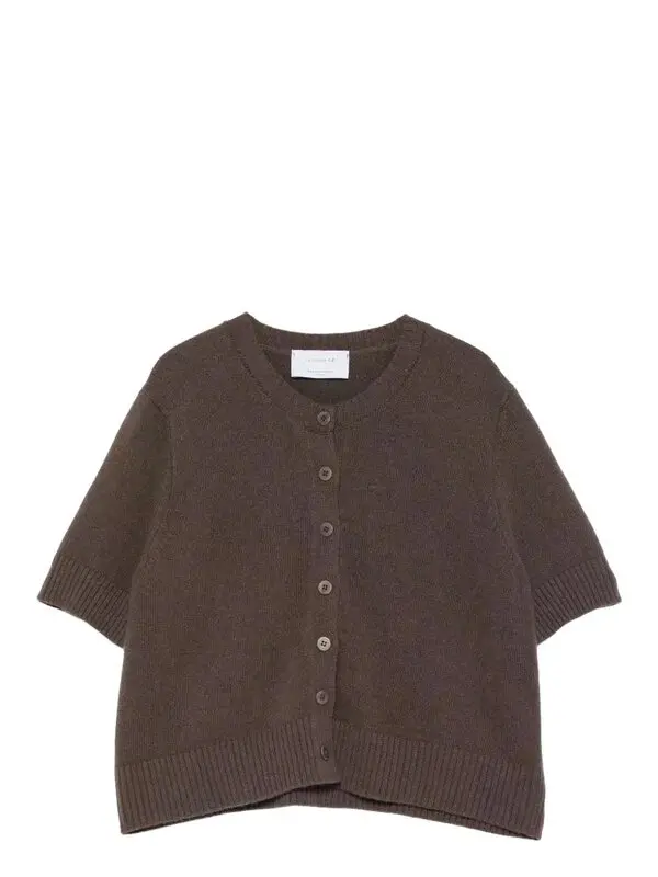 DANIELE FIESOLI Short-sleeve Knit Cardigan - Brown