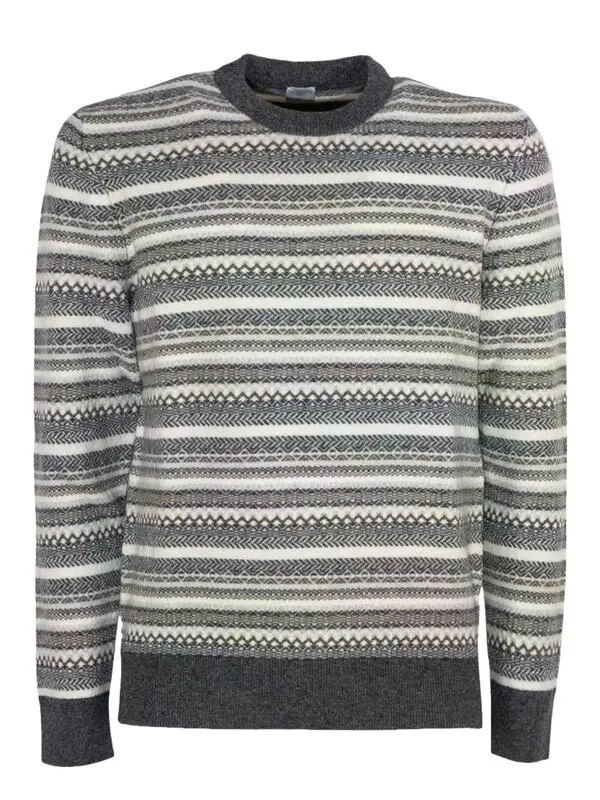 Eleventy Jacquard-knit Striped Sweater - Grey