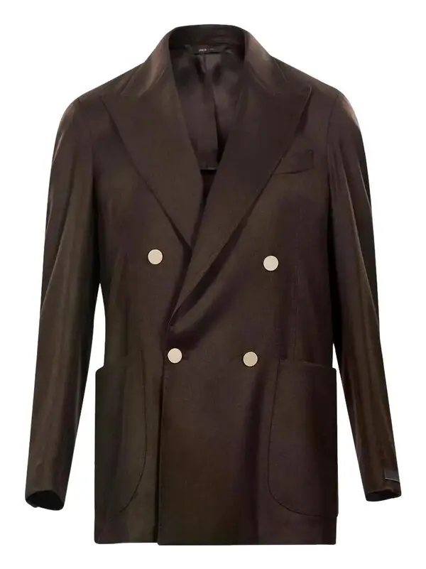 BRIGLIA 1949 Double-breasted Peak-lapel Blazer - Brown