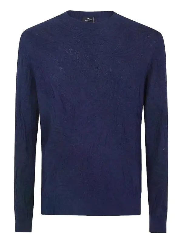 Etro Paisley-jacquard Long-sleeve Sweater - Blue