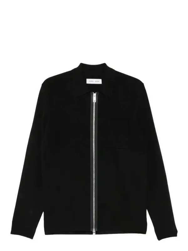 SAMSOE SAMSOE Zip-up Chest-pocket Cardigan - Black