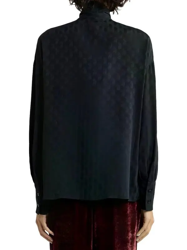 Etro Silk-blend Jacquard Shirt With Integrated Scarf - Black