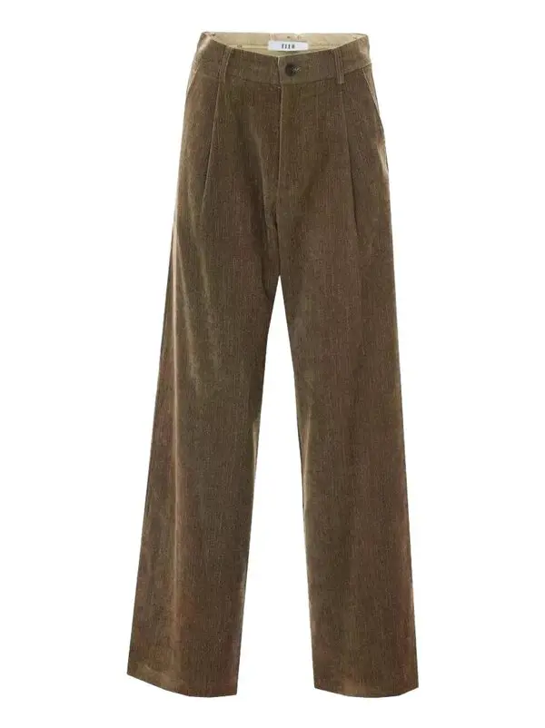 ELEH Pleated Wide-leg Corduroy Trousers - Brown