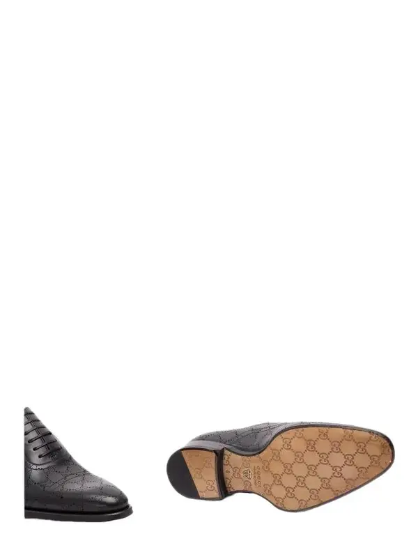 Gucci Lasered Gg Leather Lace-up Shoes - Black