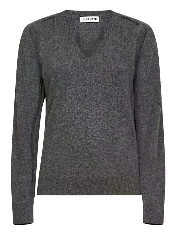 JIL SANDER Cut-out V-neck Sweater - Grey