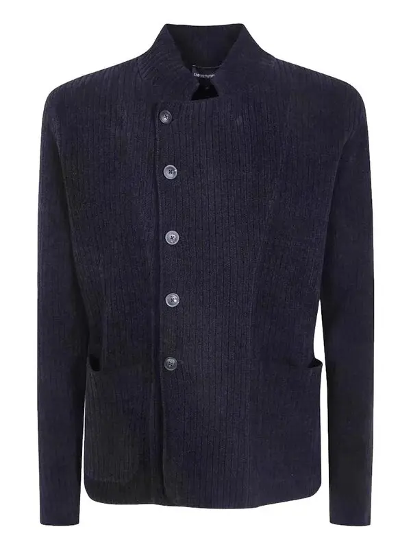 Emporio Armani Signature Capsule Collection Ribbed-knit Jacket - Black