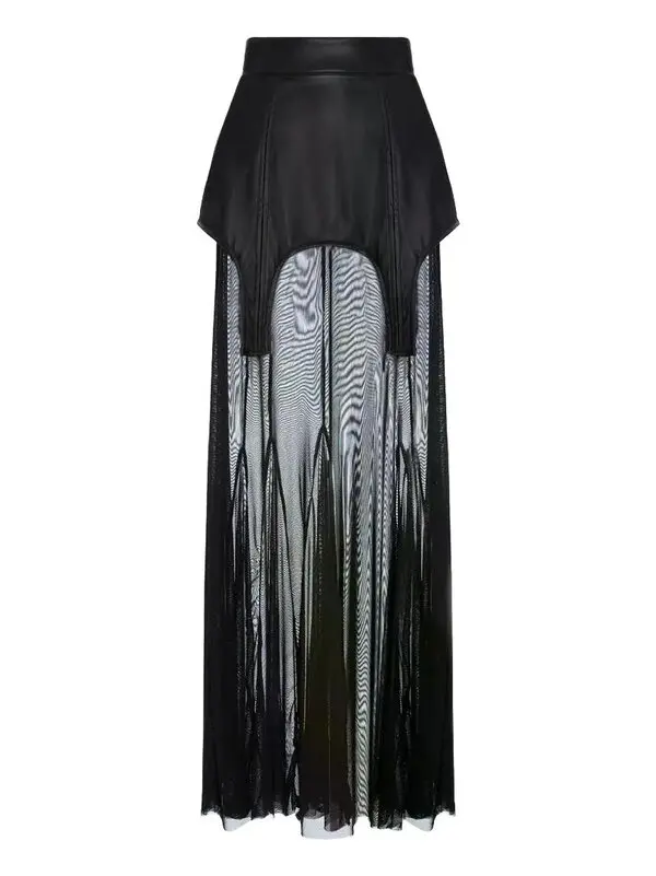 HAMZA Siren Leather-panelled Skirt - Black