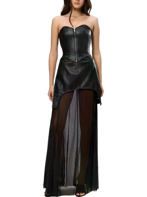 HAMZA Siren Leather-panelled Skirt - Black