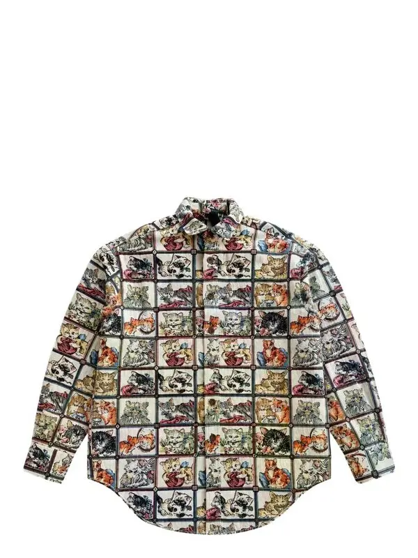 KA WA KEY Cat Heaven Tapestry Shirt - Neutrals