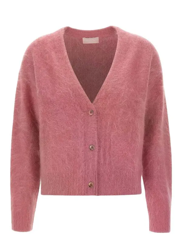 Hemisphere Brushed Cashmere V-neck Cardigan - Pink