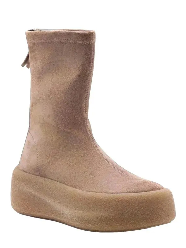 VIC MATIE Stretch Suede Platform Ankle Boots - Neutrals