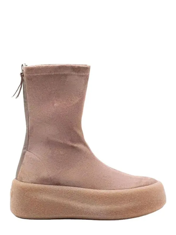 VIC MATIE Stretch Suede Platform Ankle Boots - Neutrals