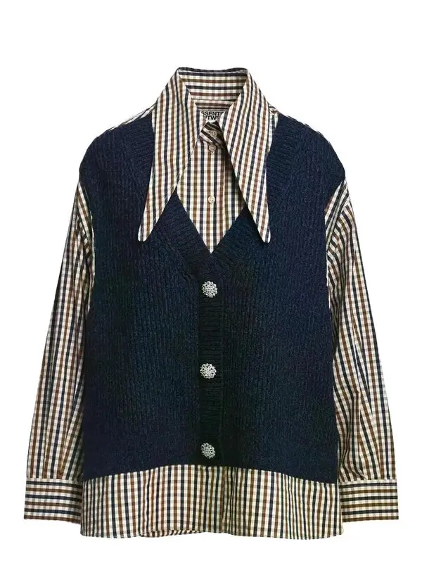 Essentiel Antwerp Check-pattern Crystal-embellished Shirt - Blue
