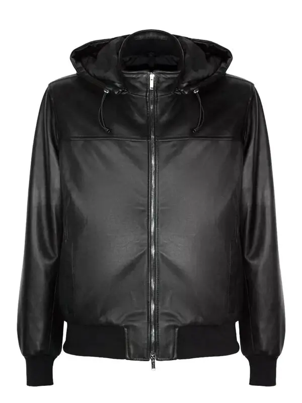 VOLFAGLI FIRENZE Kant Hooded Leather Jacket - Black