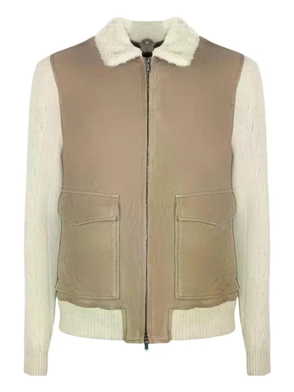 VOLFAGLI FIRENZE Arena Cable-knit Suede Jacket - Neutrals