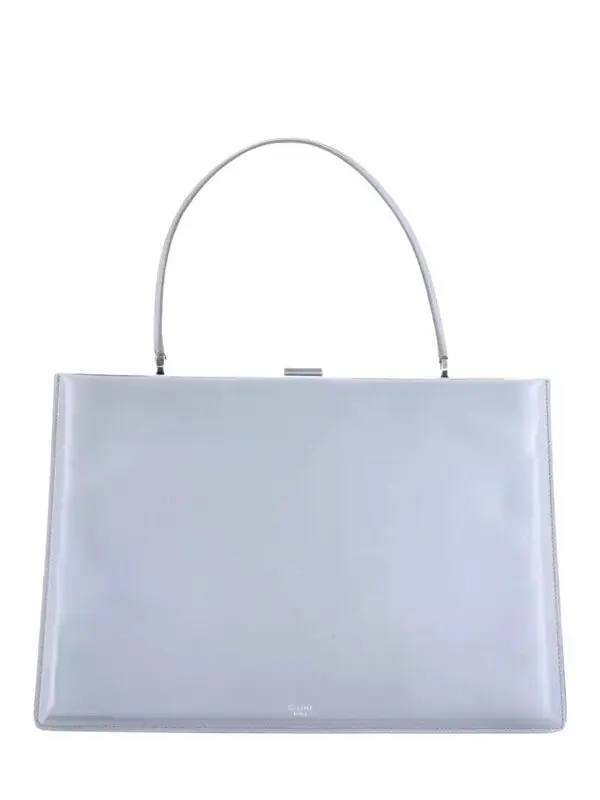 Celine Clasp Top Handle Bag Leather Medium Satchel - Grey