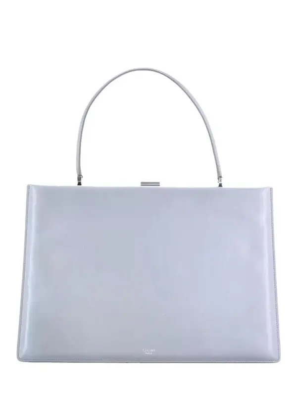 Celine Clasp Top Handle Bag Leather Medium Satchel - Grey