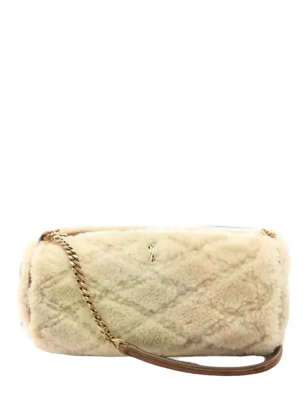 Saint Laurent Mini Sade Quilted Shearling Shoulder Bag - Neutrals