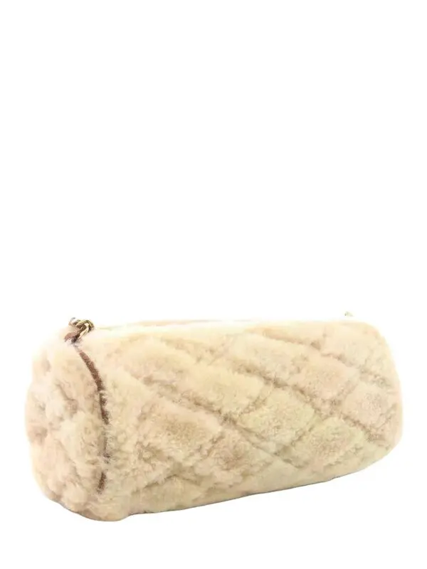 Saint Laurent Mini Sade Quilted Shearling Shoulder Bag - Neutrals
