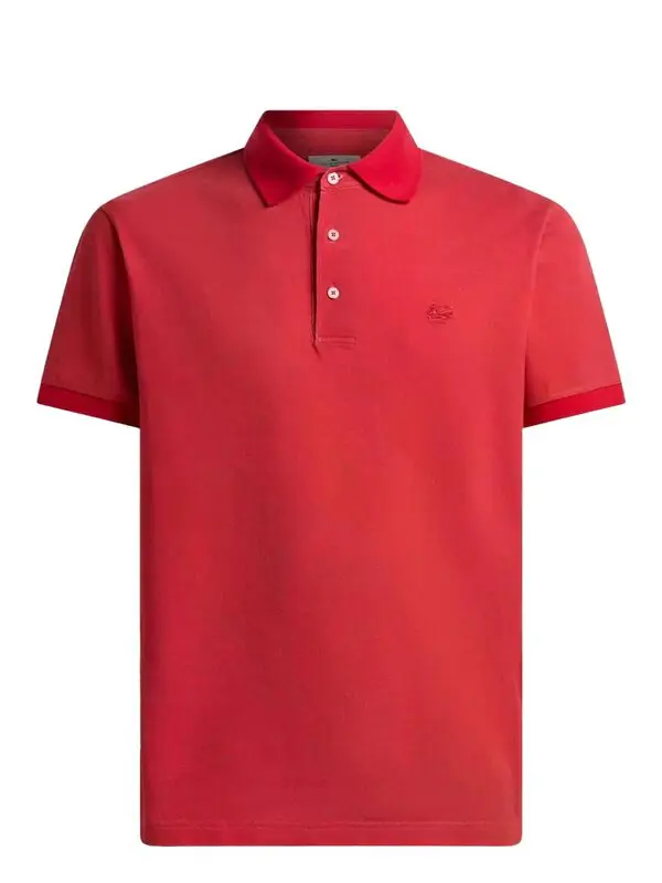 Etro Cotton Polo Shirt With Arnica-motif - Red