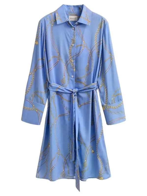 Gant Chain-print Belted Mini Dress - Blue