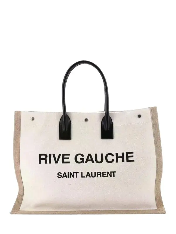 Saint Laurent Rive Gauche Shopper Canvas Tote Bag - Black