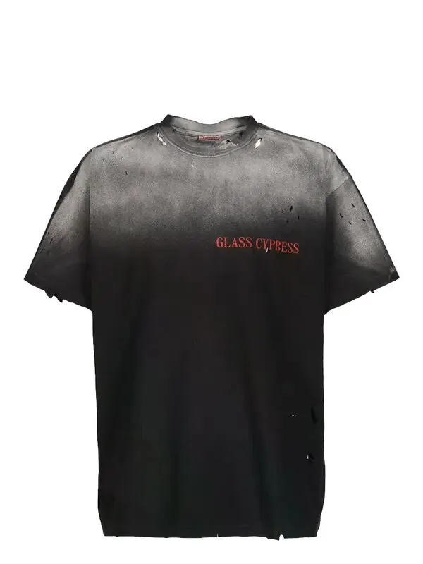 GLASS CYPRESS Distressed Logo-print T-shirt - Black