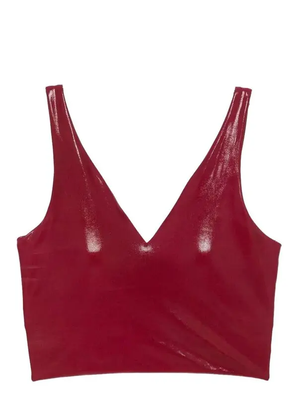 MACRON V-neck Cropped Performance Top - Red