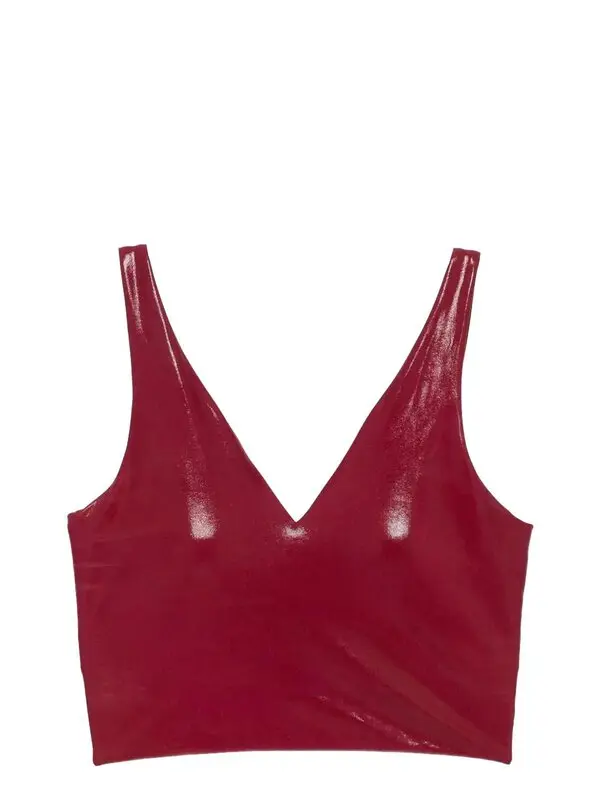 MACRON V-neck Cropped Performance Top - Red