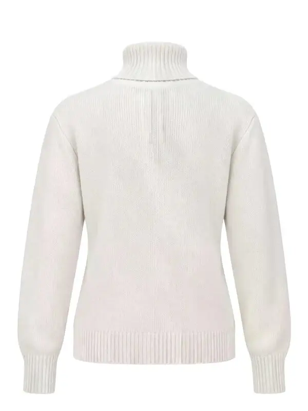 XC Roll-neck Ribbed-trim Sweater - White