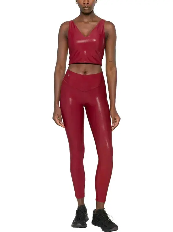 MACRON Metallic-effect Logo-patch Performance Leggings - Red